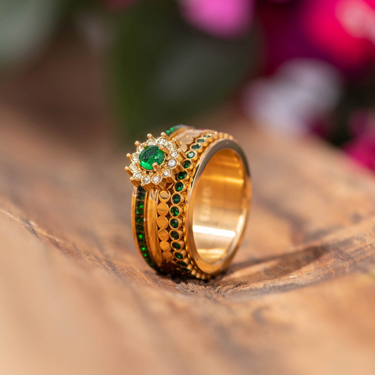 Emerald Stones - iXXXi - Complete Ring - 10 mm Goud – AAAndacht