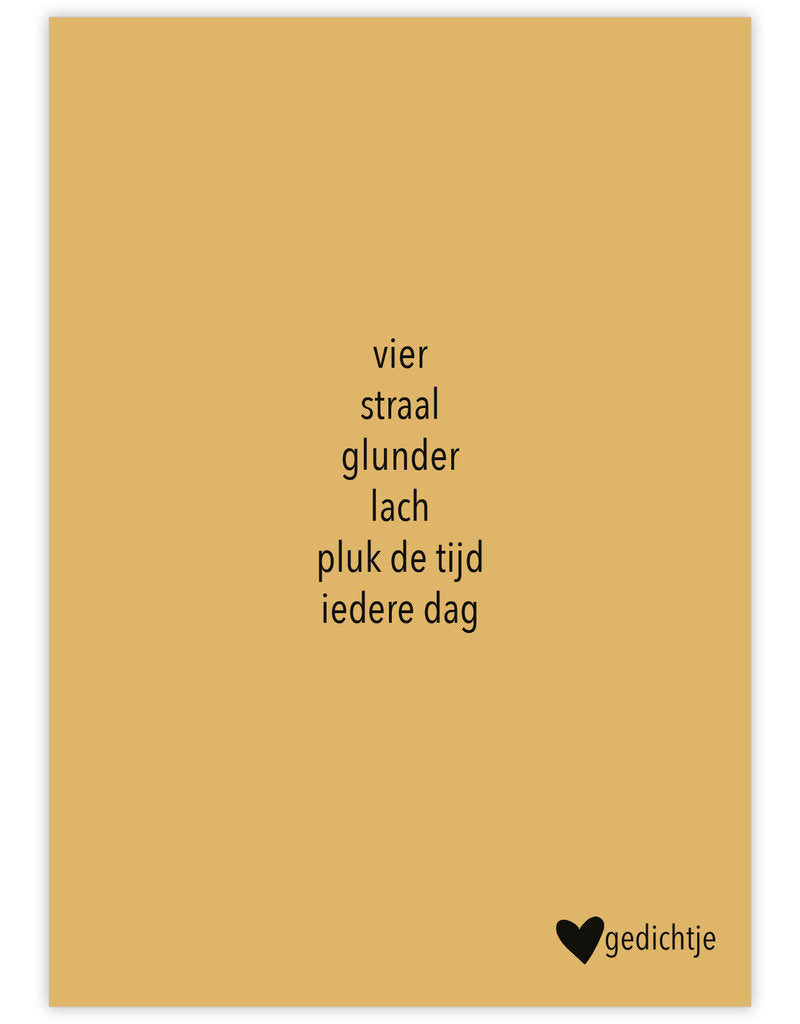 Vier Straal Glunder - Papieren Ansichtkaart - Hartgedichtje – AAAndacht